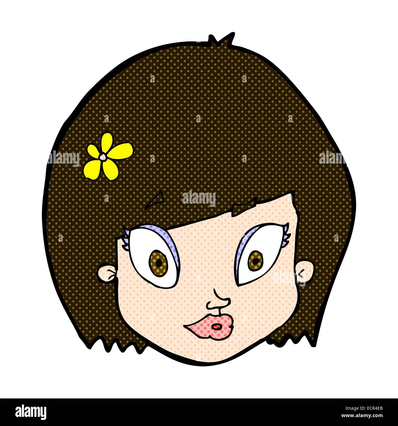 retro comic book style cartoon happy female face Stock Vector Image ...