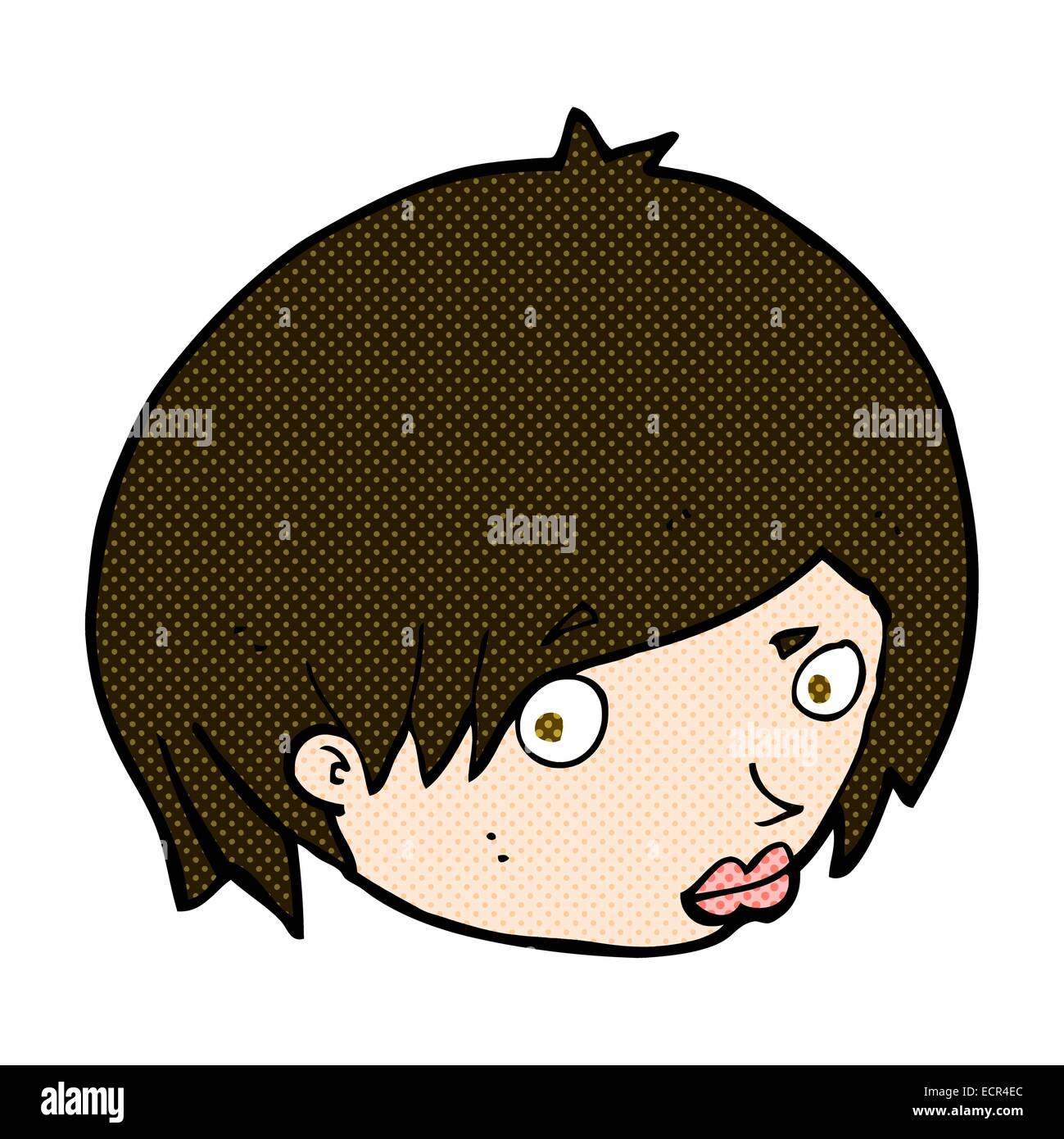 retro comic book style cartoon female face with raised eyebrow Stock ...