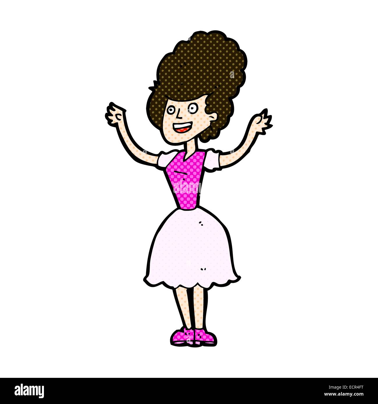 retro comic book style cartoon happy 1950's woman Stock Vector Image ...