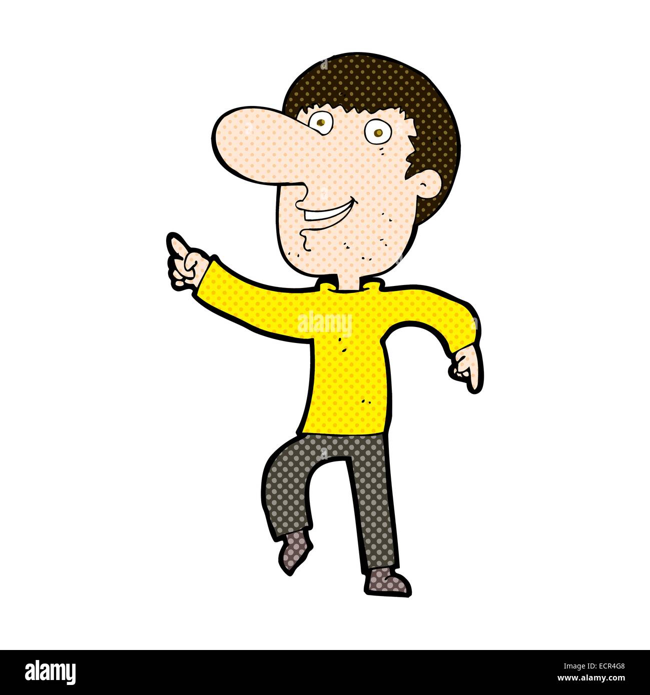 retro comic book style cartoon happy man dancing Stock Vector Image ...