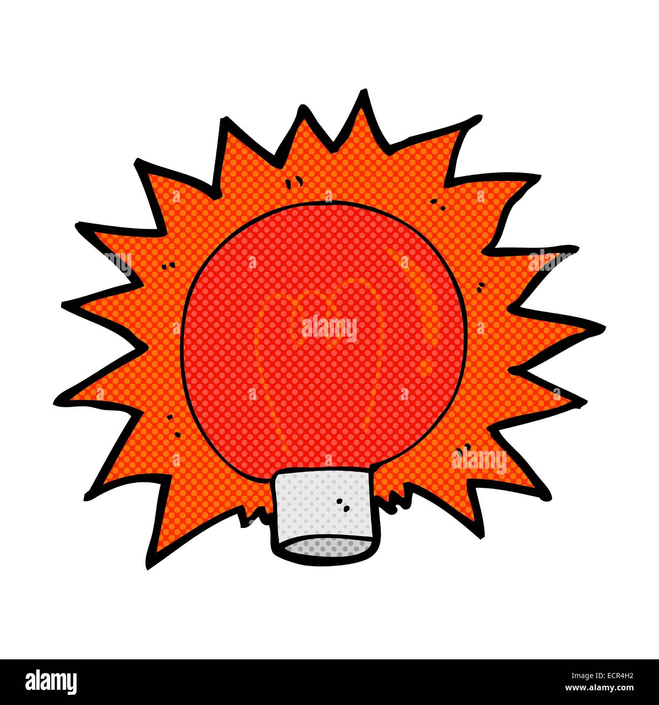 retro comic book style cartoon flashing red light bulb Stock Vector ...