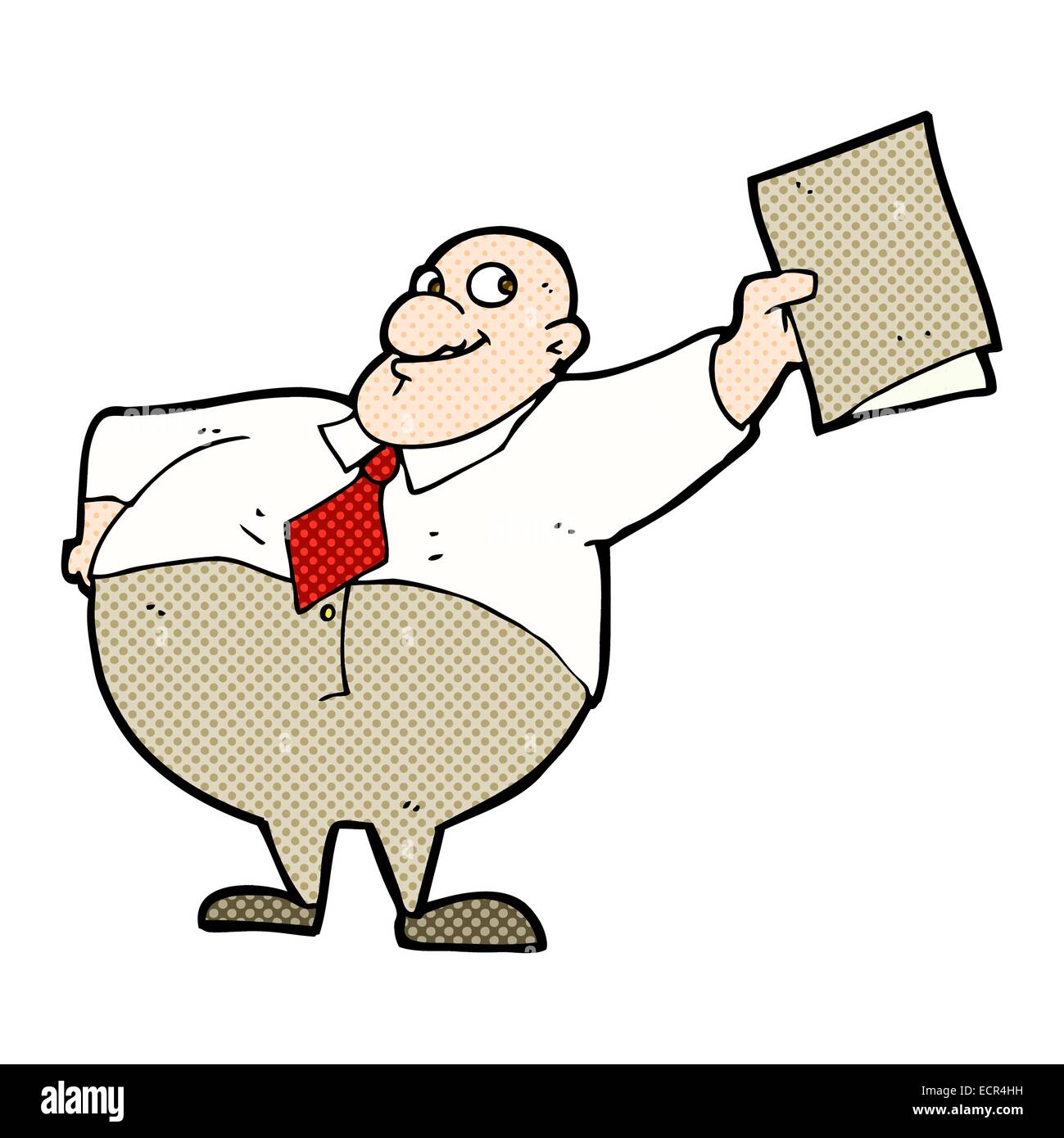 retro comic book style cartoon happy boss with file Stock Vector Image ...