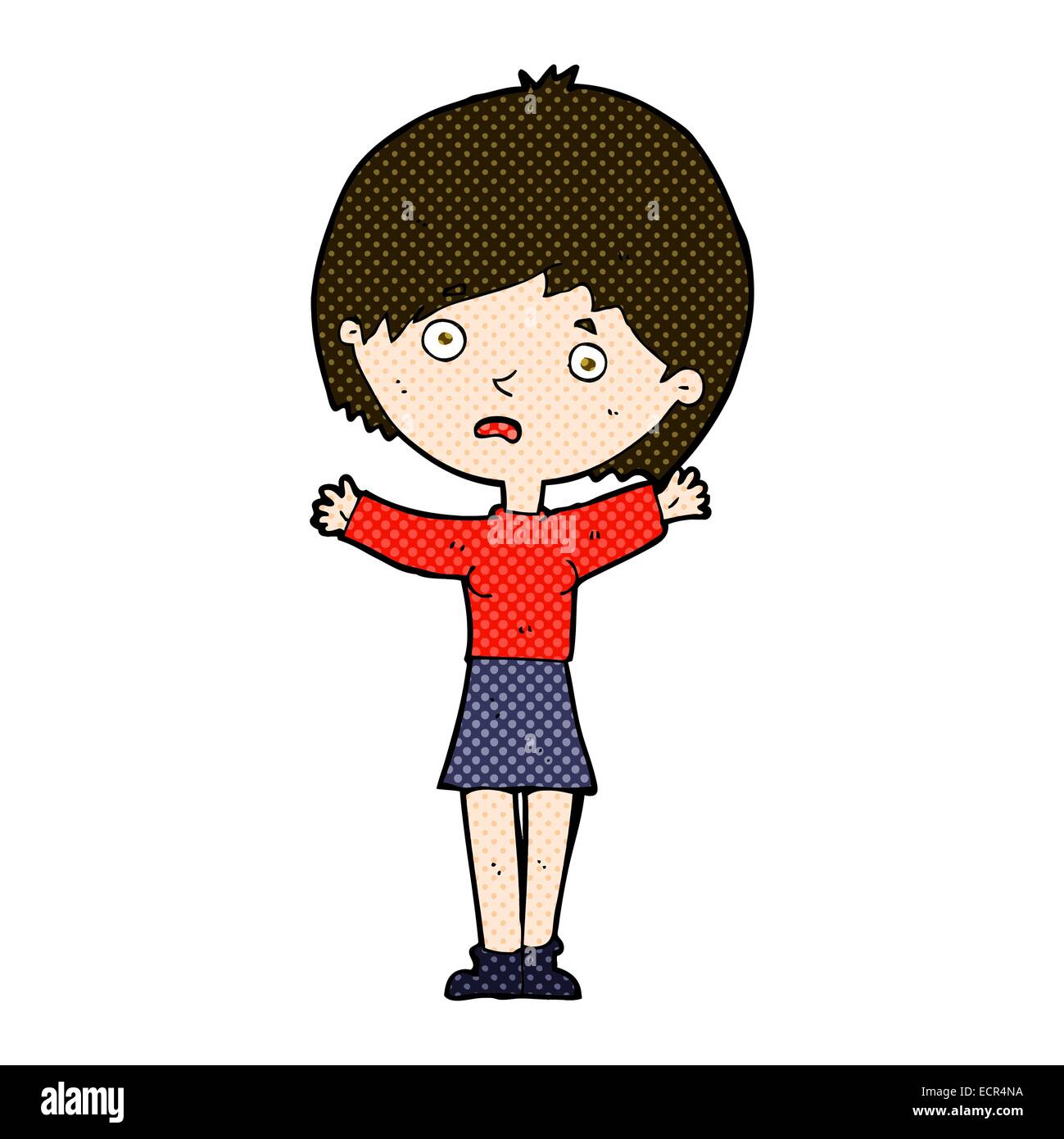 retro comic book style cartoon worried woman Stock Vector Image & Art ...