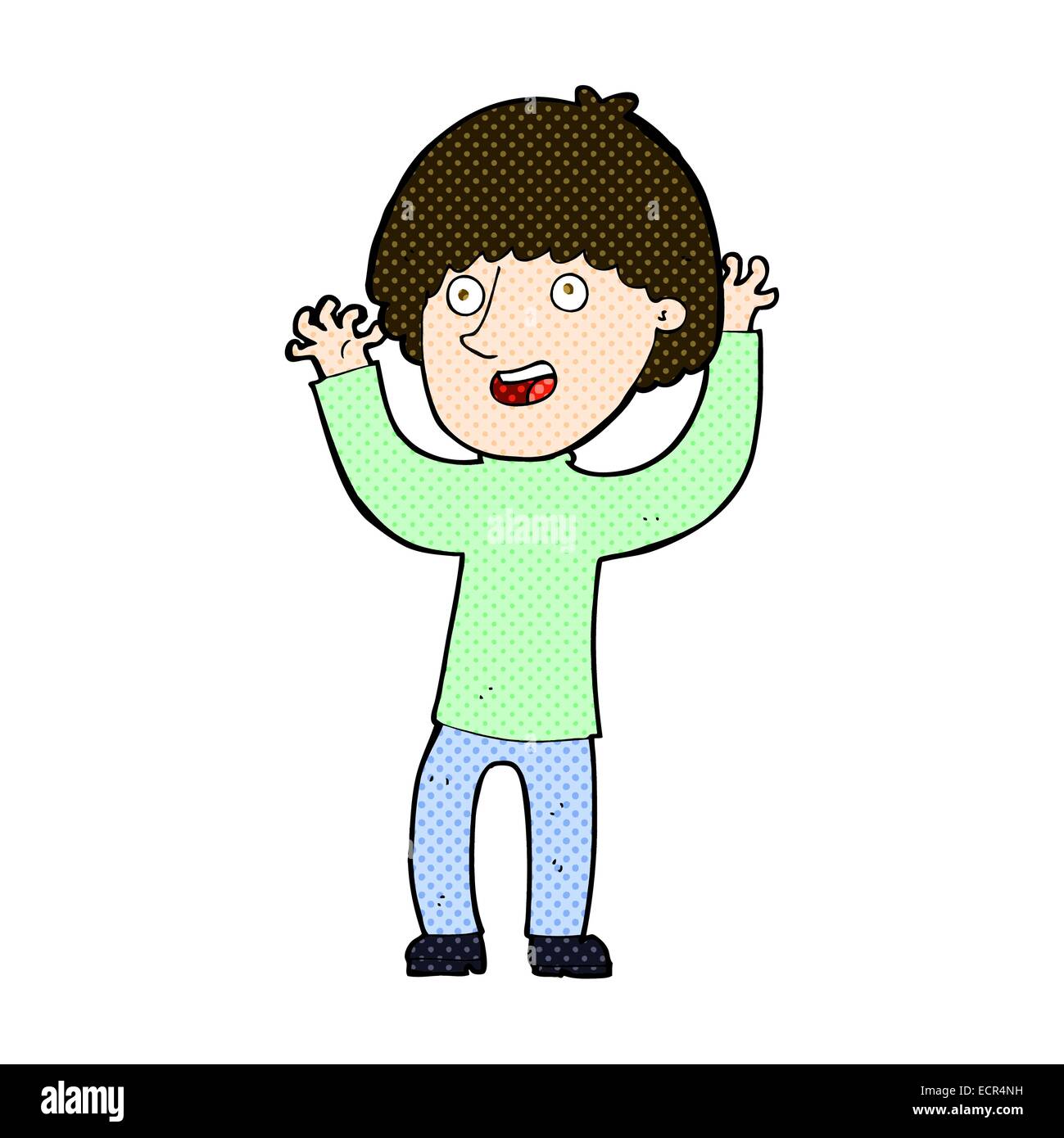 retro comic book style cartoon happy boy laughing Stock Vector Image ...