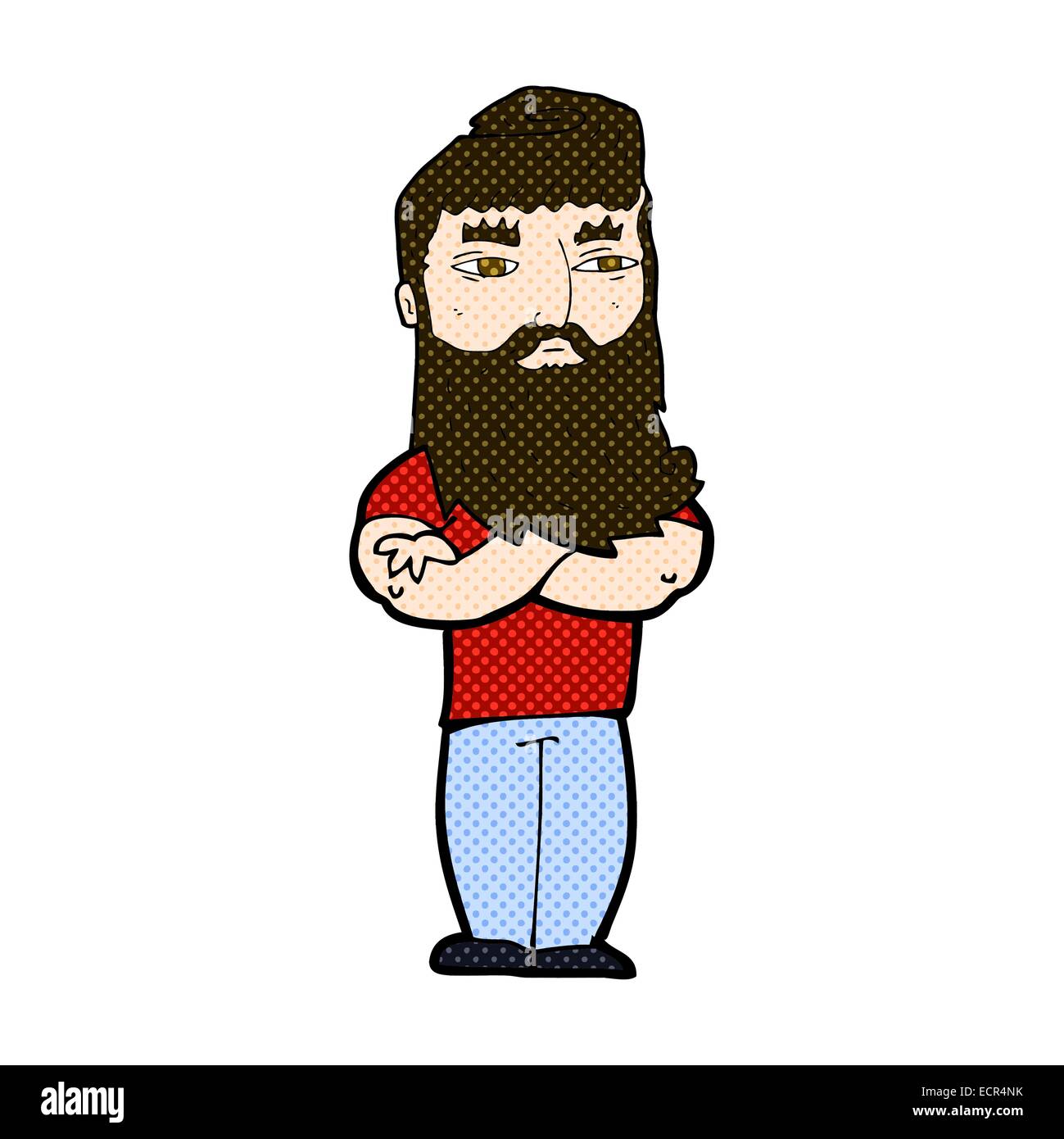 retro comic book style cartoon serious man with beard Stock Vector ...