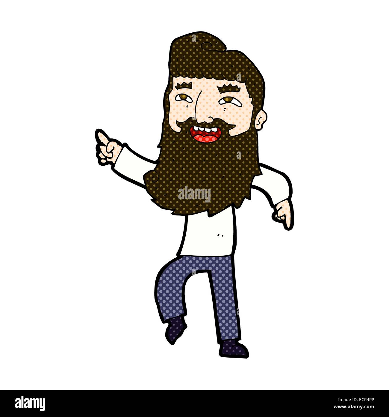retro comic book style cartoon man with beard laughing and pointing ...
