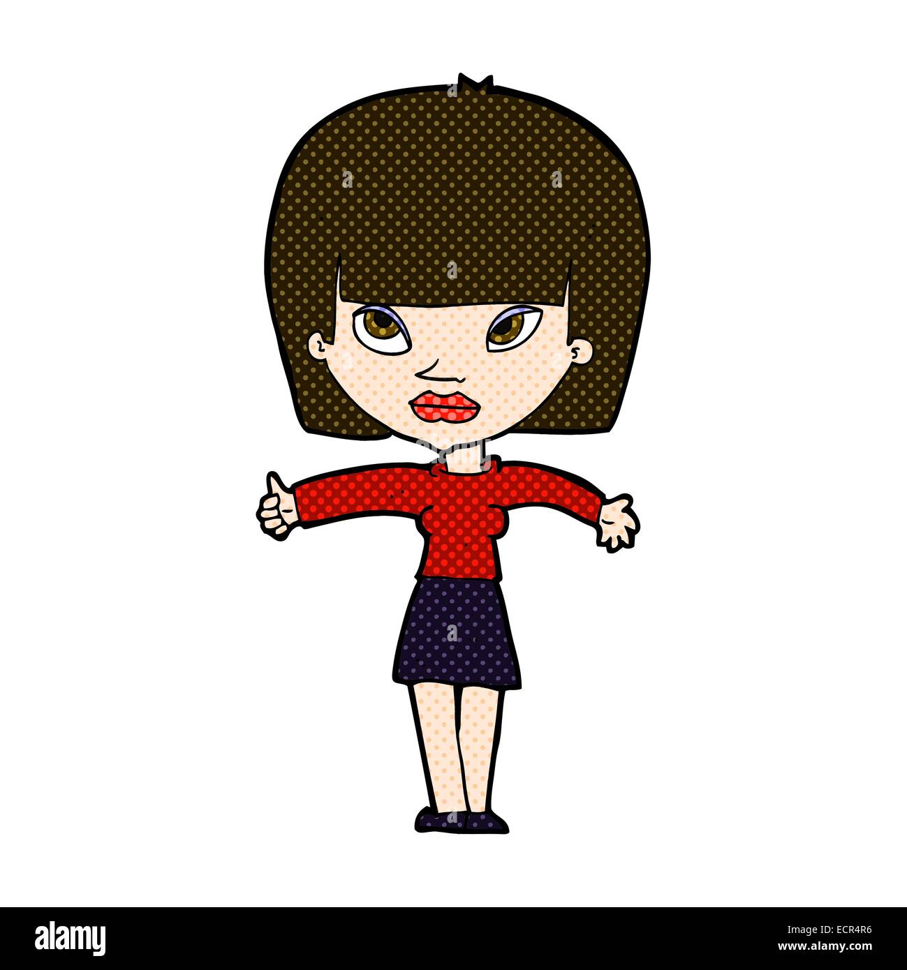 retro comic book style cartoon woman giving thumbs up symbol Stock ...