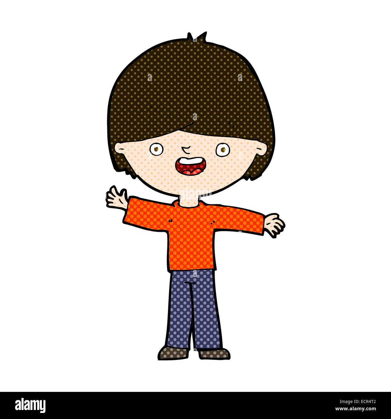 retro comic book style cartoon happy boy Stock Vector Image & Art - Alamy