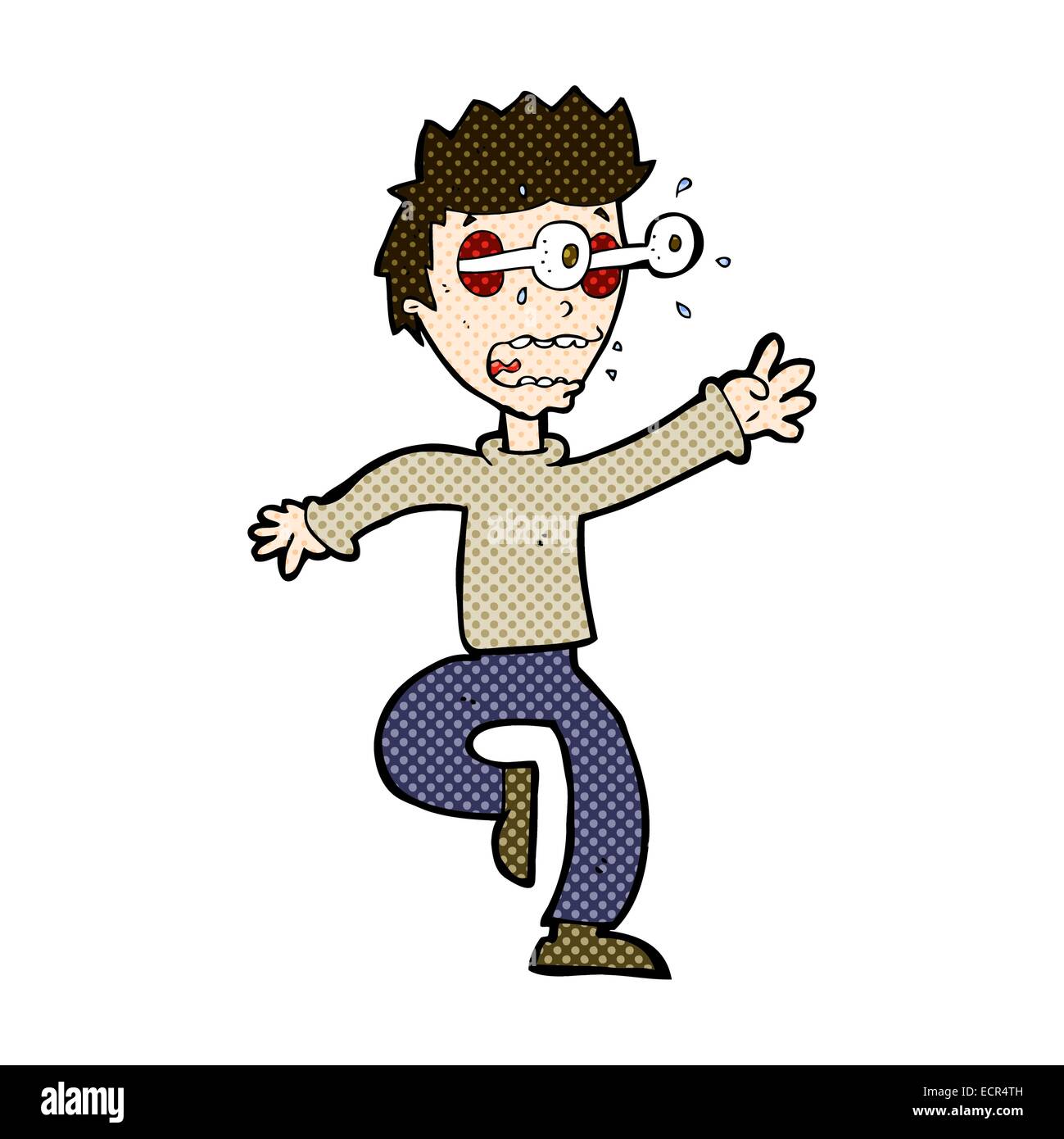 retro comic book style cartoon terrified man with eyes popping out ...