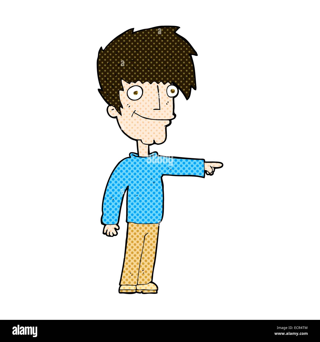 retro comic book style cartoon happy man pointing Stock Vector Image ...