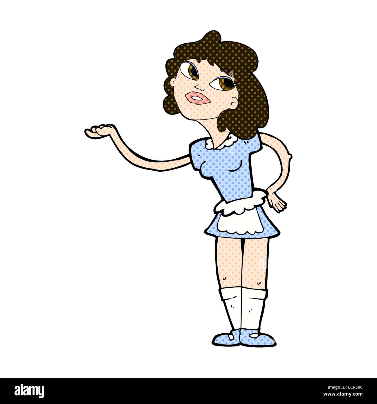 retro comic book style cartoon waitress serving Stock Vector Image ...