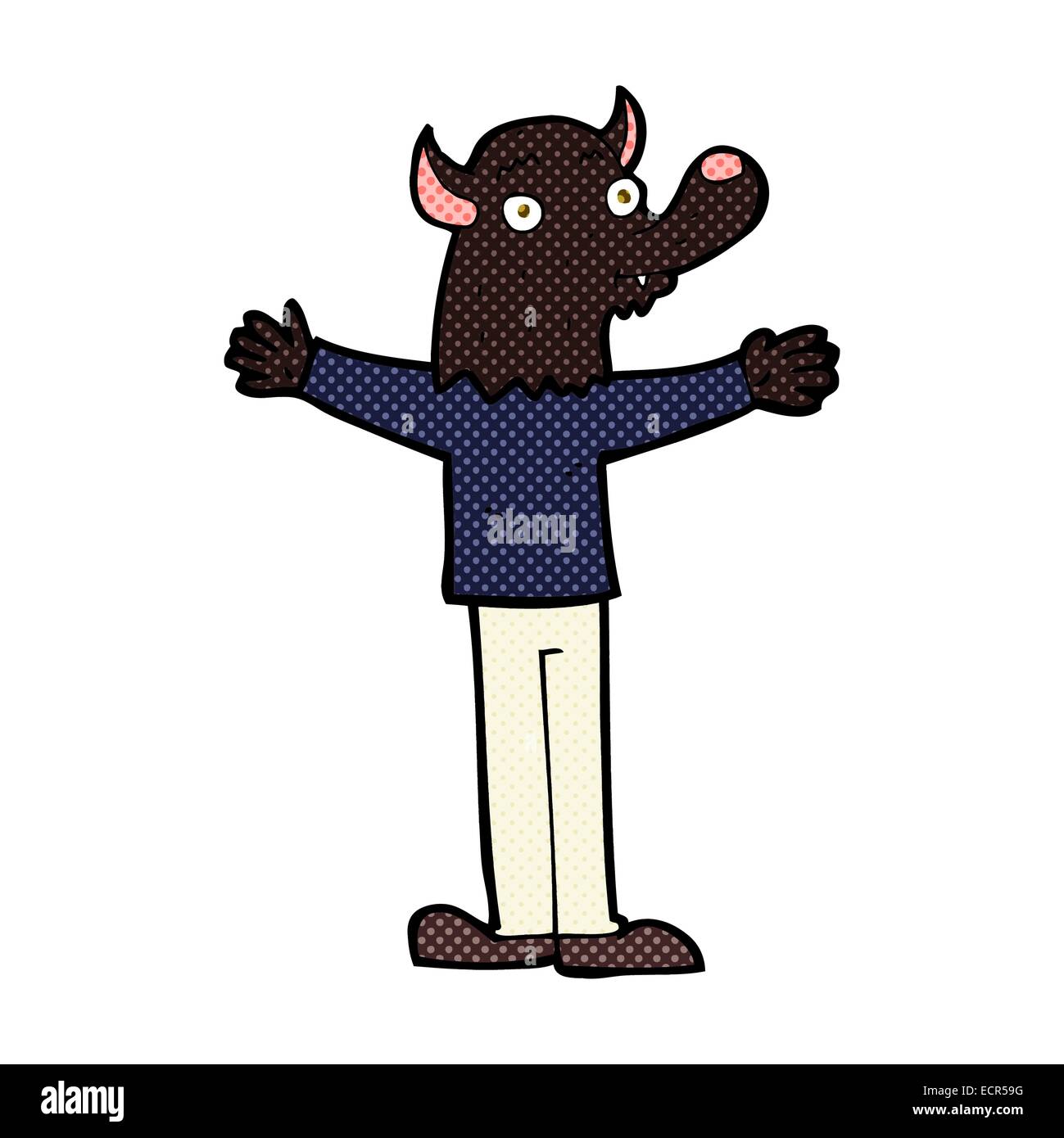 retro comic book style cartoon friendly werewolf Stock Vector Image ...