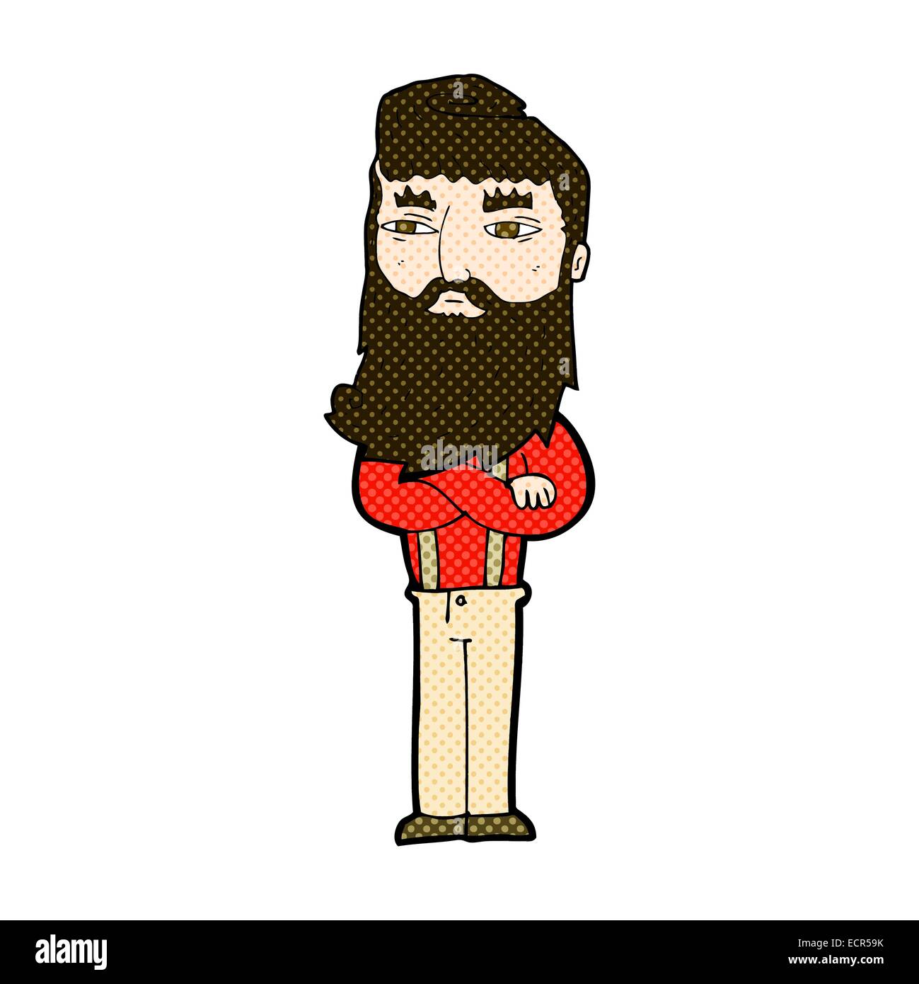retro comic book style cartoon serious man with beard Stock Vector ...