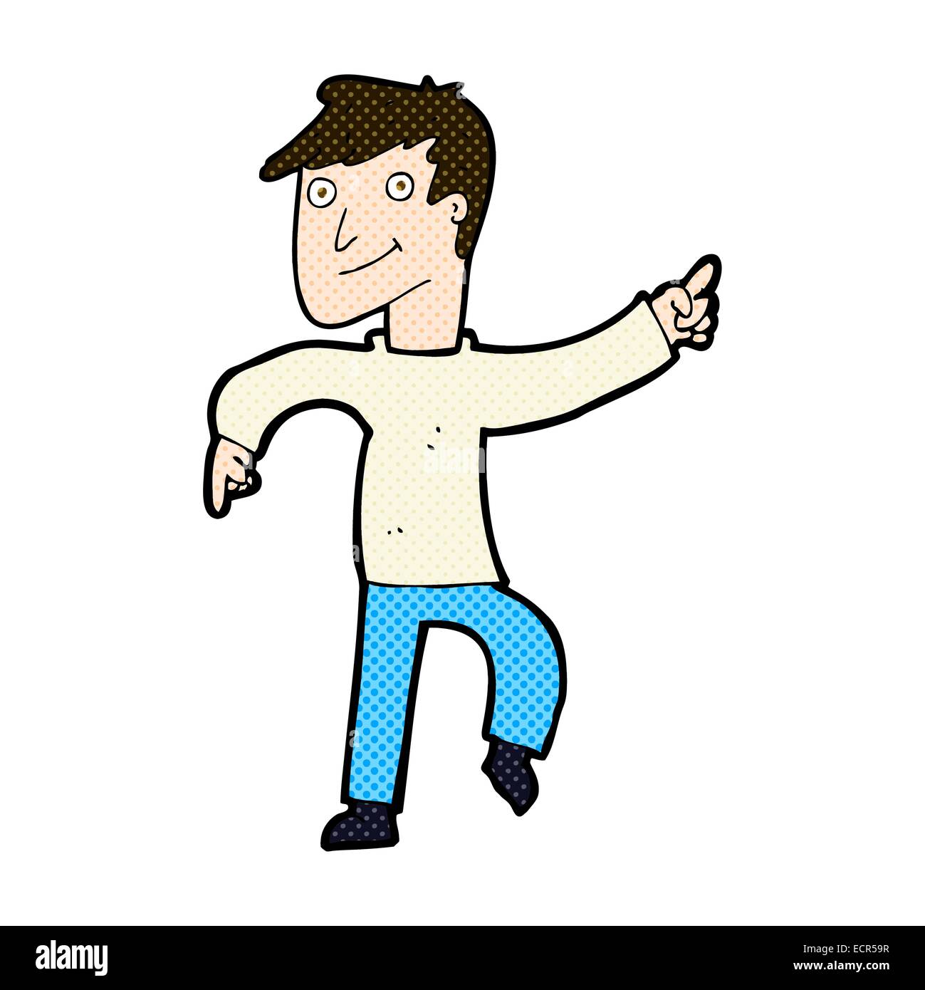 retro comic book style cartoon happy man pointing Stock Vector Image ...