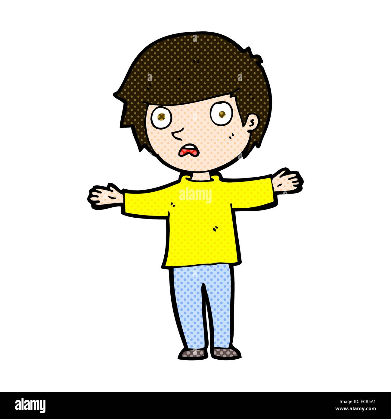 retro comic book style cartoon worried boy Stock Vector Image & Art - Alamy