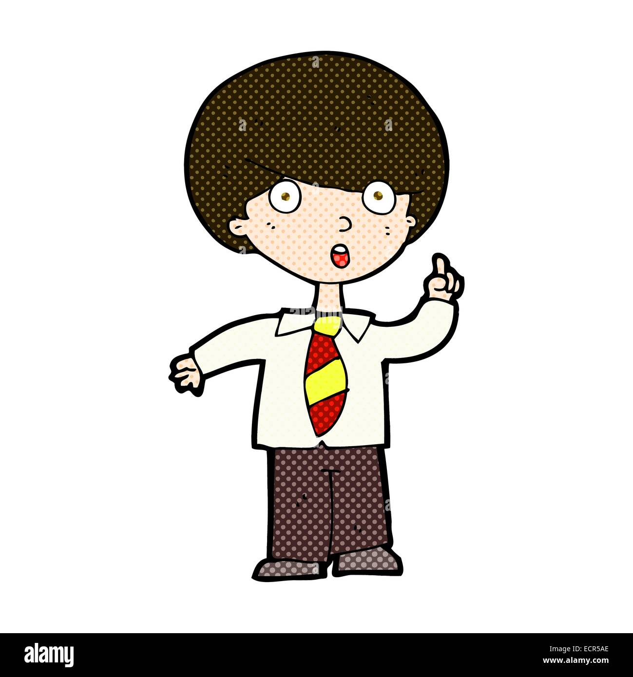 retro comic book style cartoon school boy answering question Stock ...