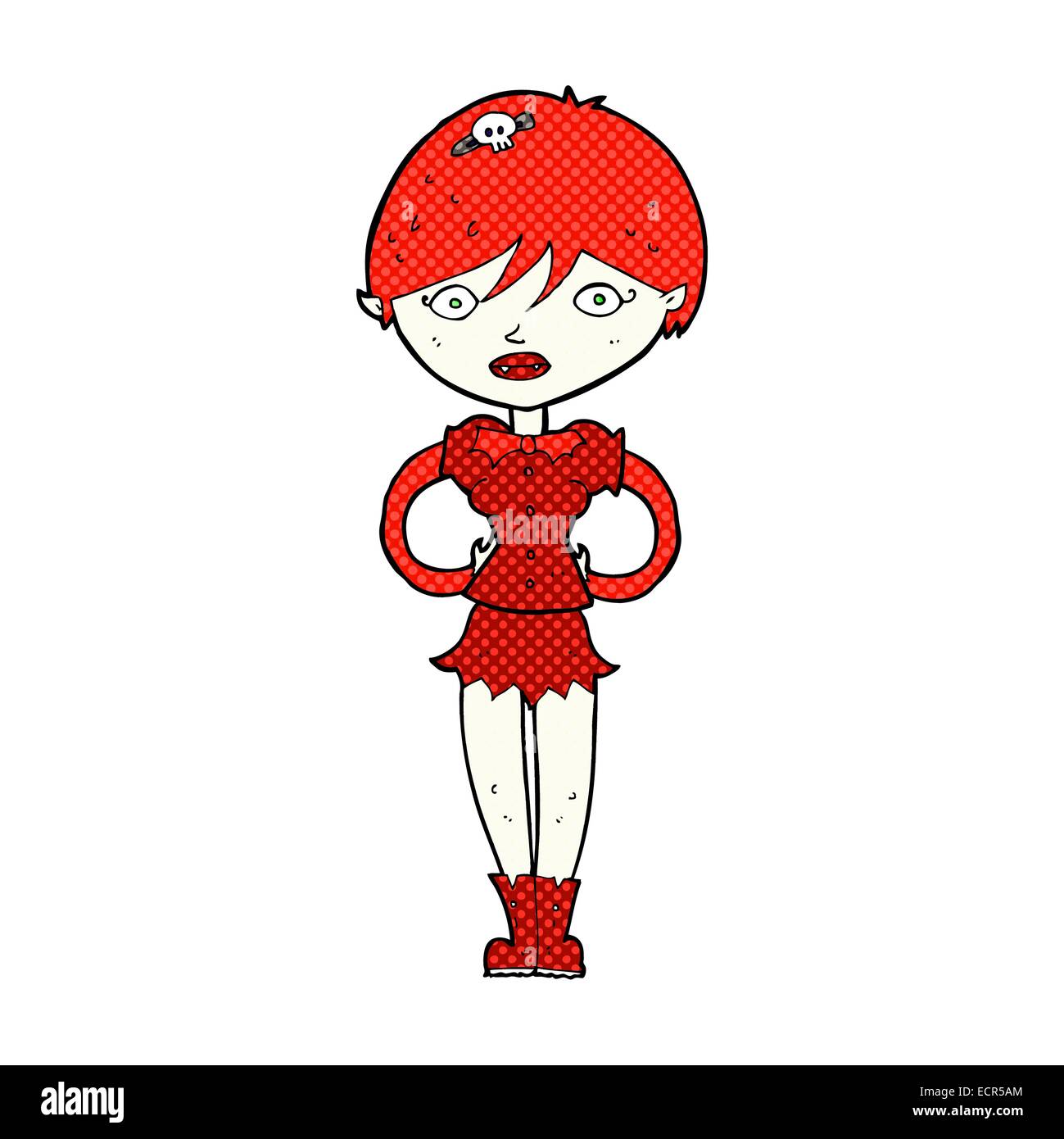 retro comic book style cartoon pretty vampire girl Stock Vector Image ...