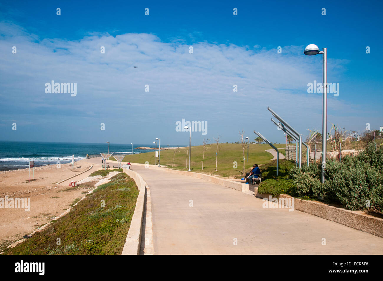 Israel, Jaffa beach front view of the Midron Yafo Park (Jaffa Slope ...