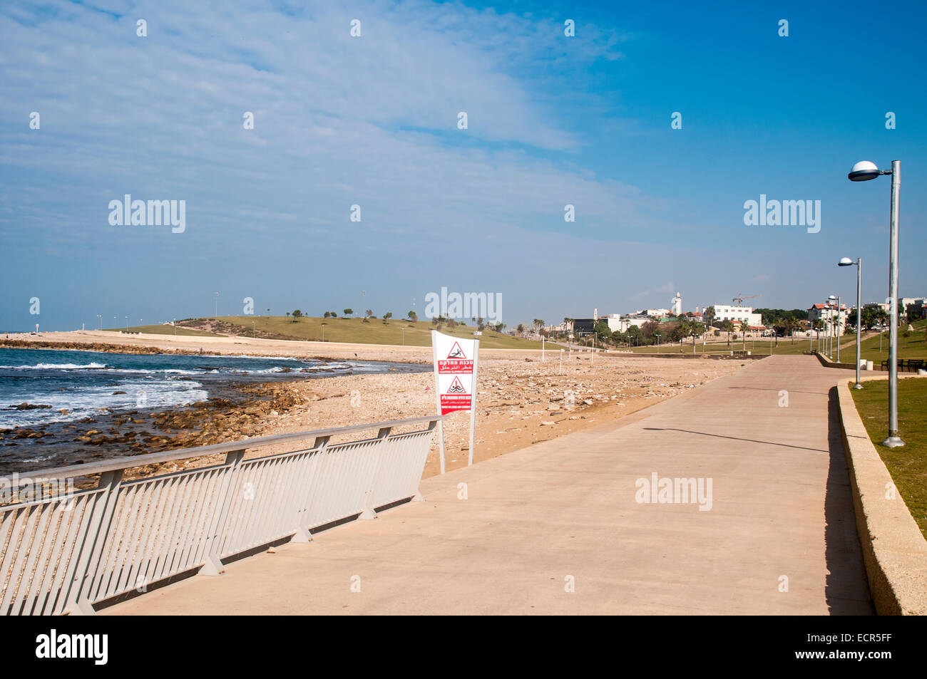 Israel, Jaffa beach front view of the Midron Yafo Park (Jaffa Slope ...