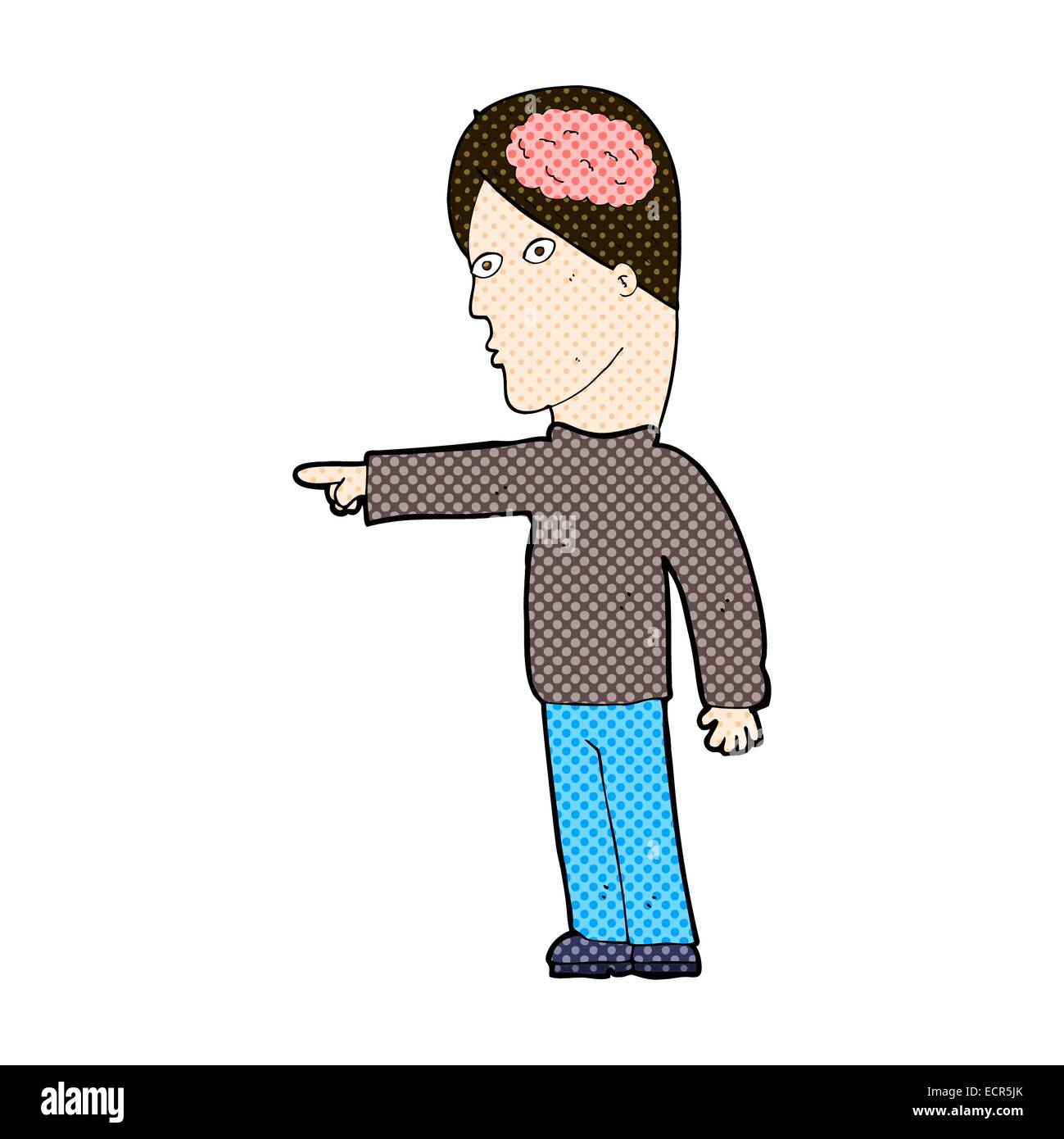 retro comic book style cartoon clever man pointing Stock Vector Image ...