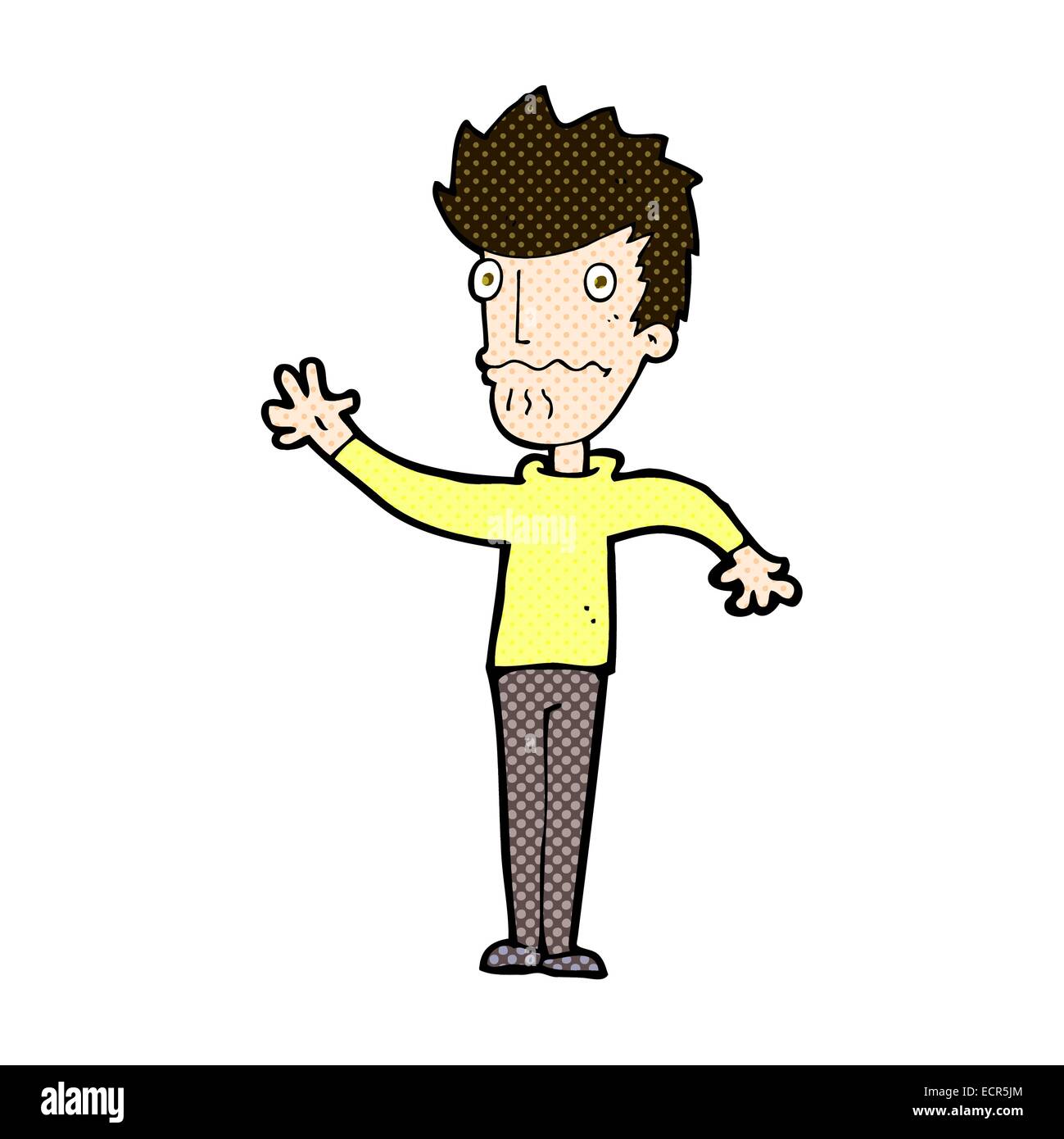 retro comic book style cartoon worried man reaching out Stock Vector ...