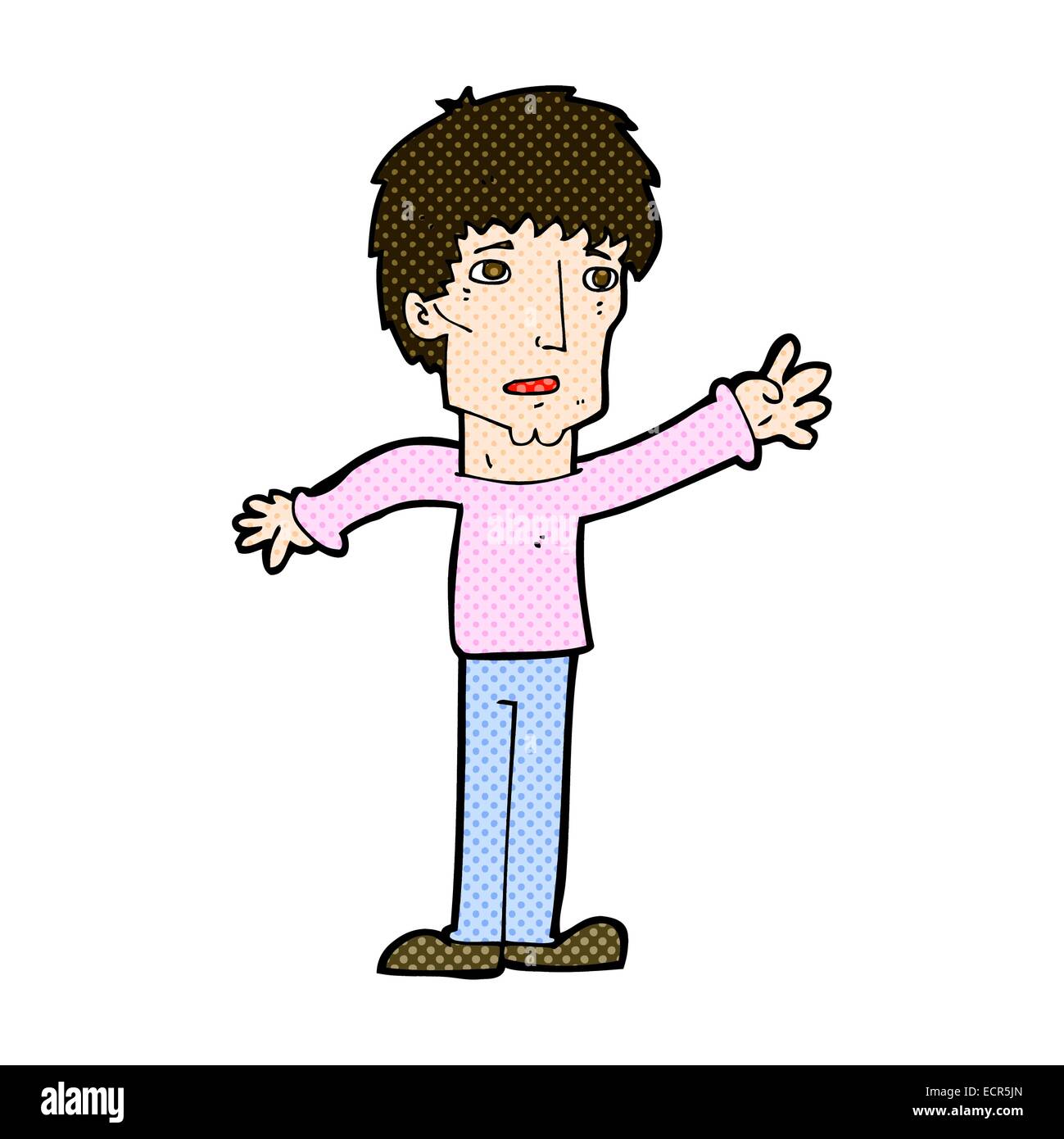 retro comic book style cartoon worried man reaching out Stock Vector ...