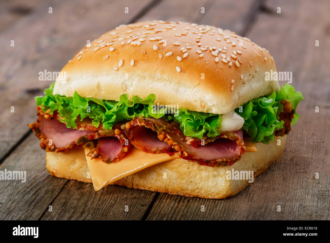 square sandwich with ham and cheese Stock Photo - Alamy