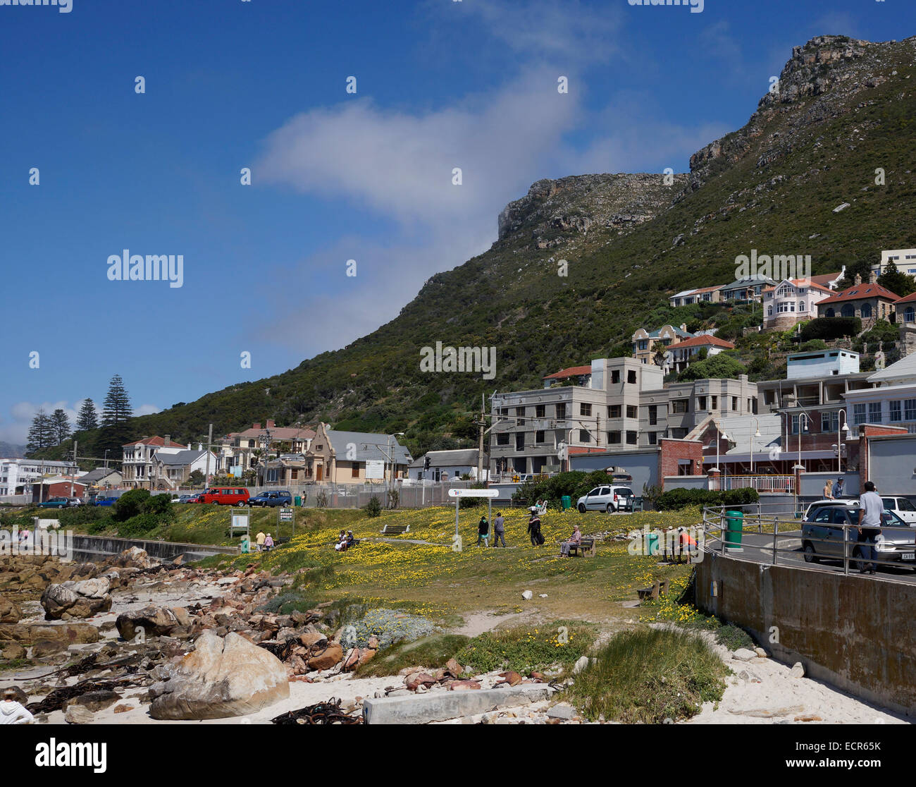 The coastal town of Muizenberg on the False Bay Coast near Cape Town ...