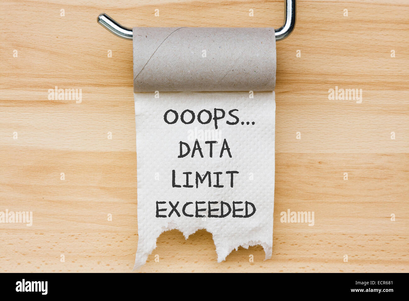 Data limit exceeded - toilet paper as web message Stock Photo - Alamy