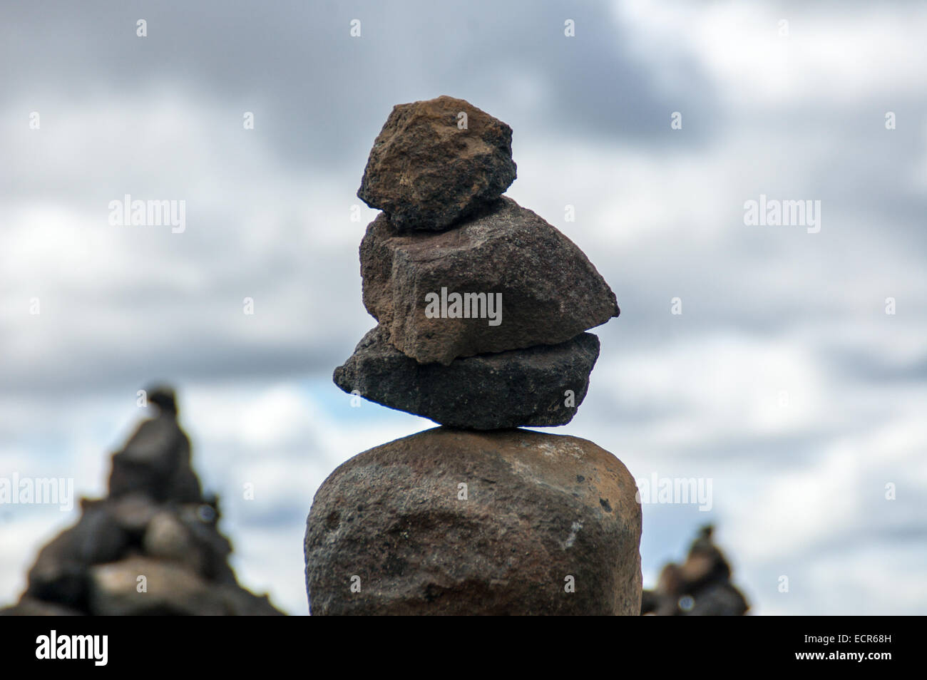 Balanced Stones. Stack of differents pebbles in relaxed scene Stock ...