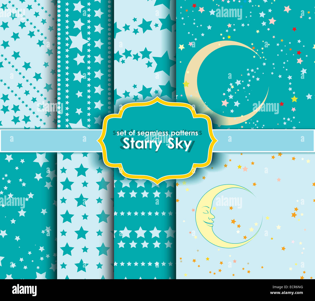 set of eight seamless patterns - Starry Sky Stock Photo - Alamy