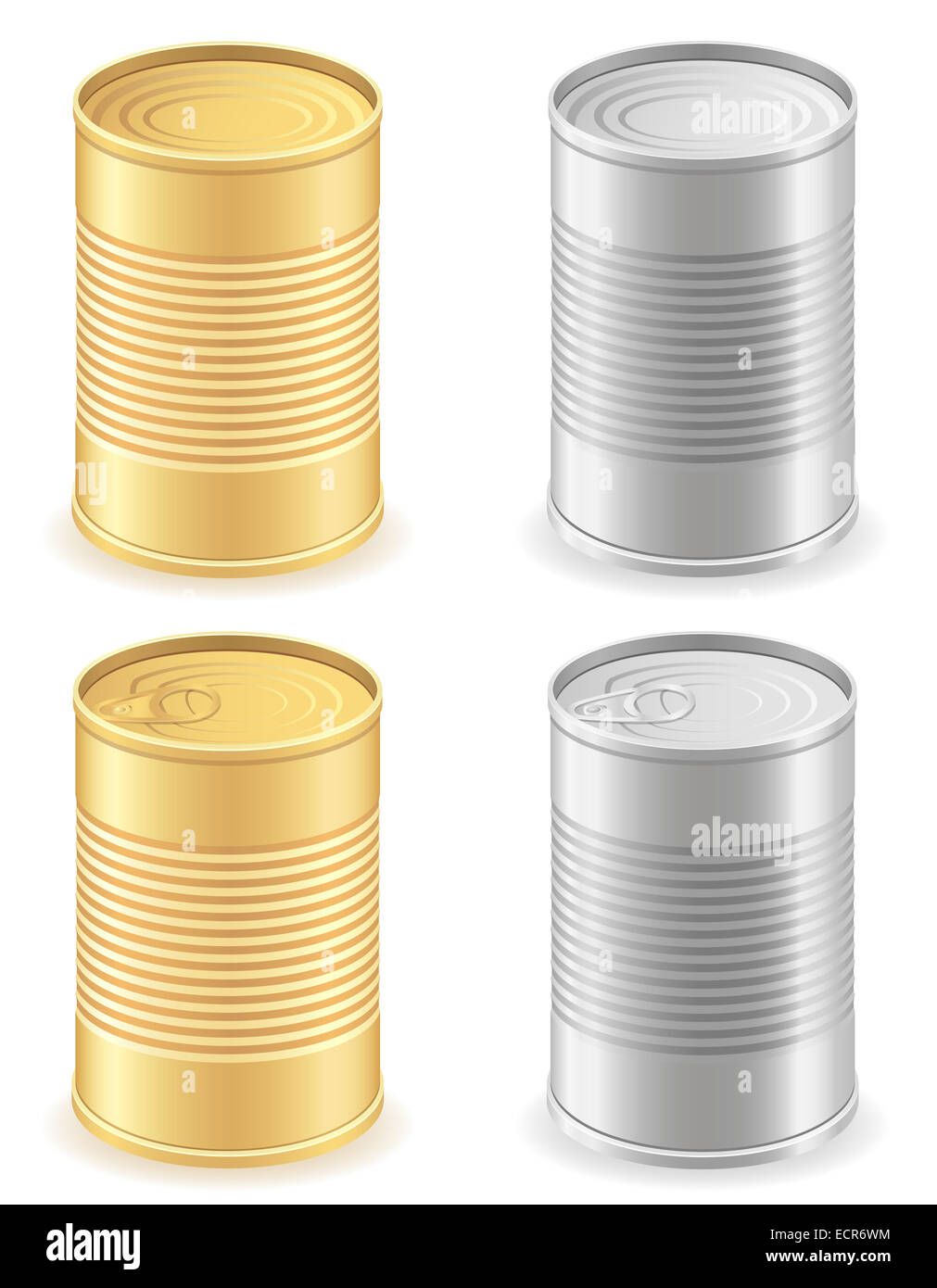 metal tin can set icons illustration isolated on white background Stock ...