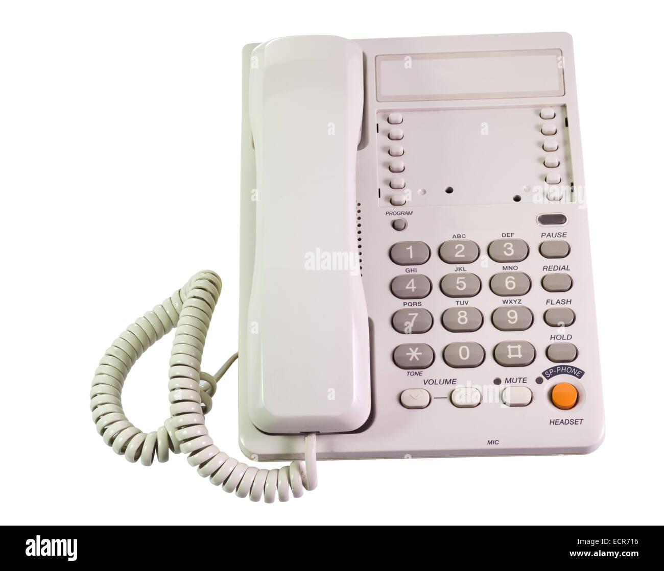 Grey shiny telephone on isolate white background Stock Photo - Alamy
