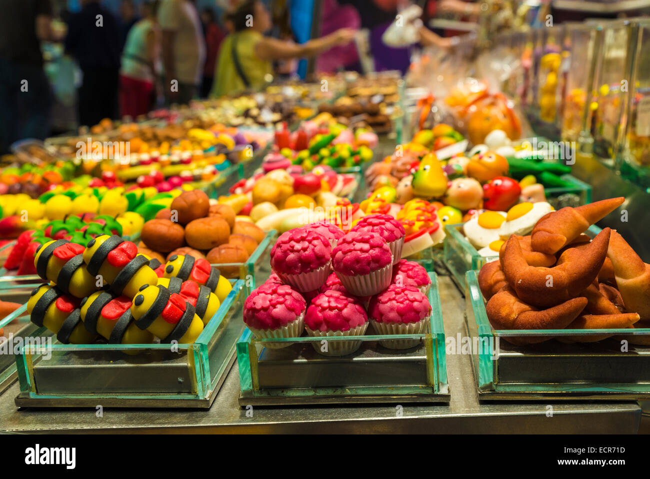 candy store in La Boqueria market in Barcelona, Catalonia, spain Stock ...