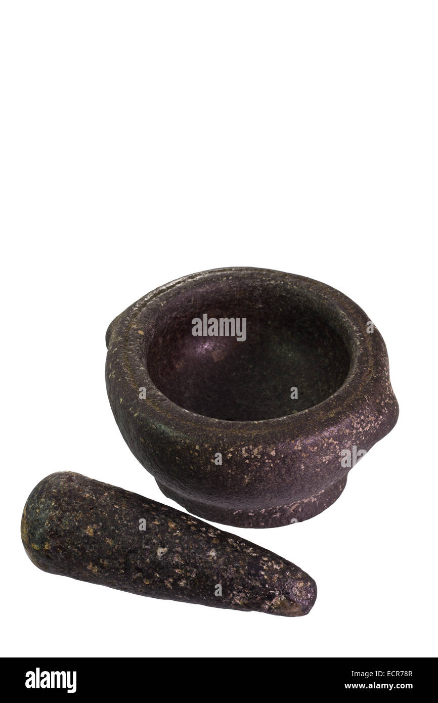 Mortar and pestle top view Cut Out Stock Images & Pictures - Alamy