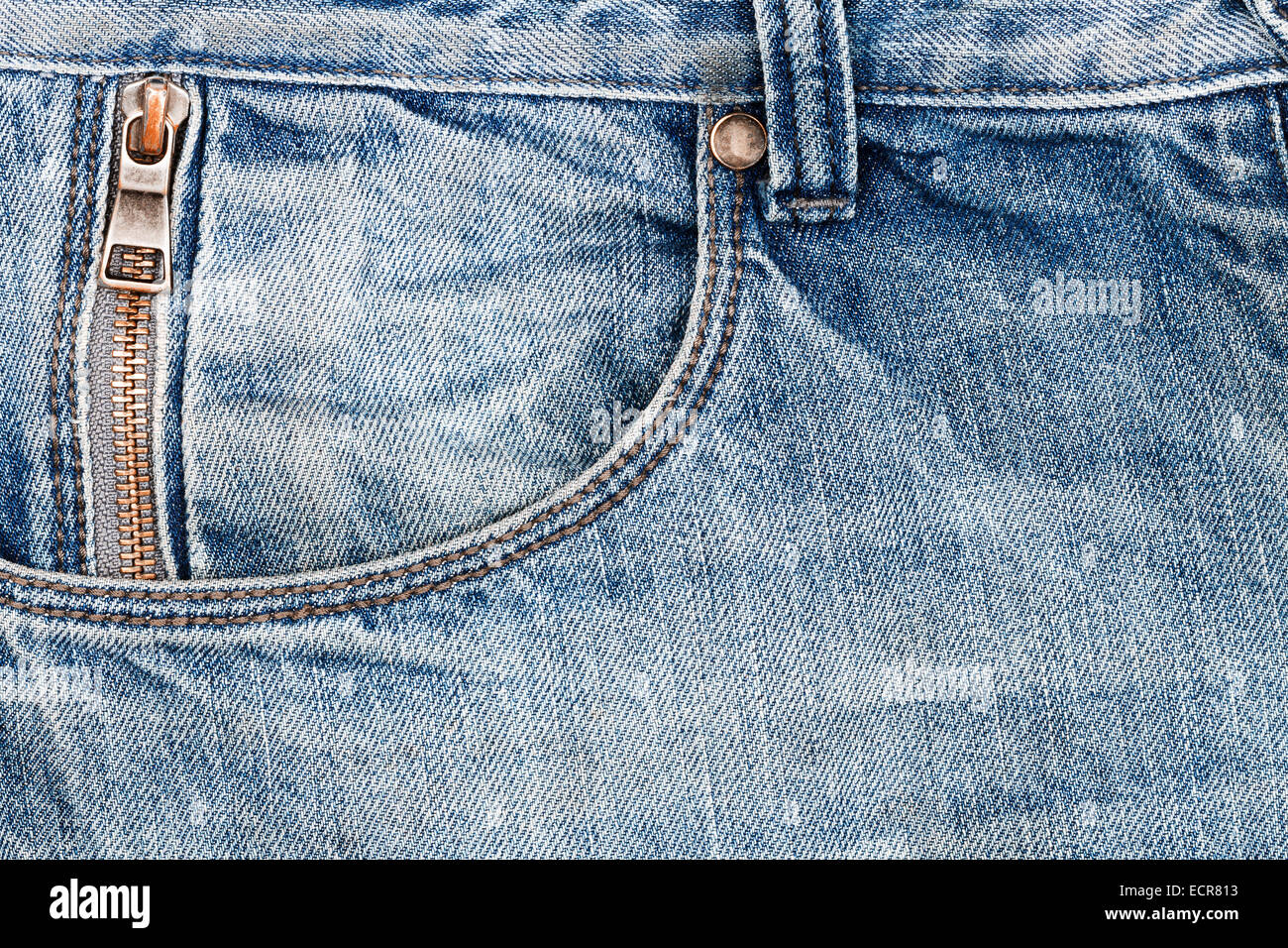 Blue jeans fabric with zipper background Stock Photo - Alamy