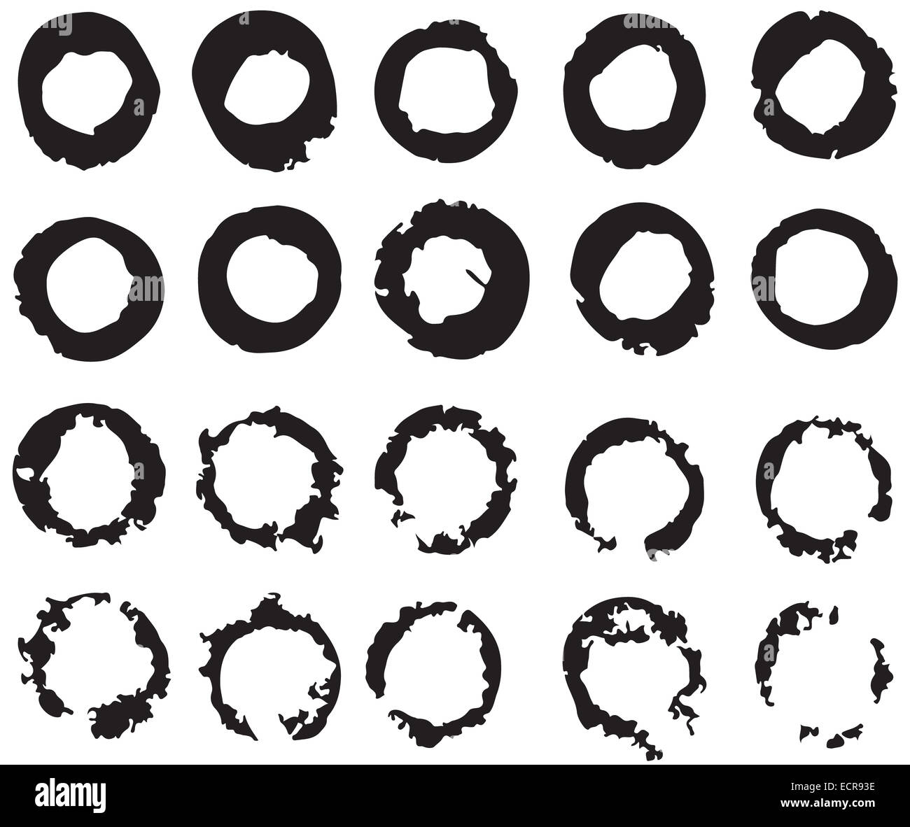 Set of black geometric circle, round brush strokes Stock Photo - Alamy