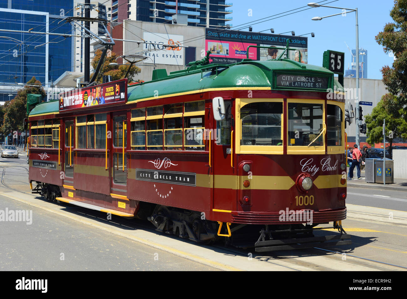 Antique tram on the City Circle line in Melbourne Australia Stock Photo ...