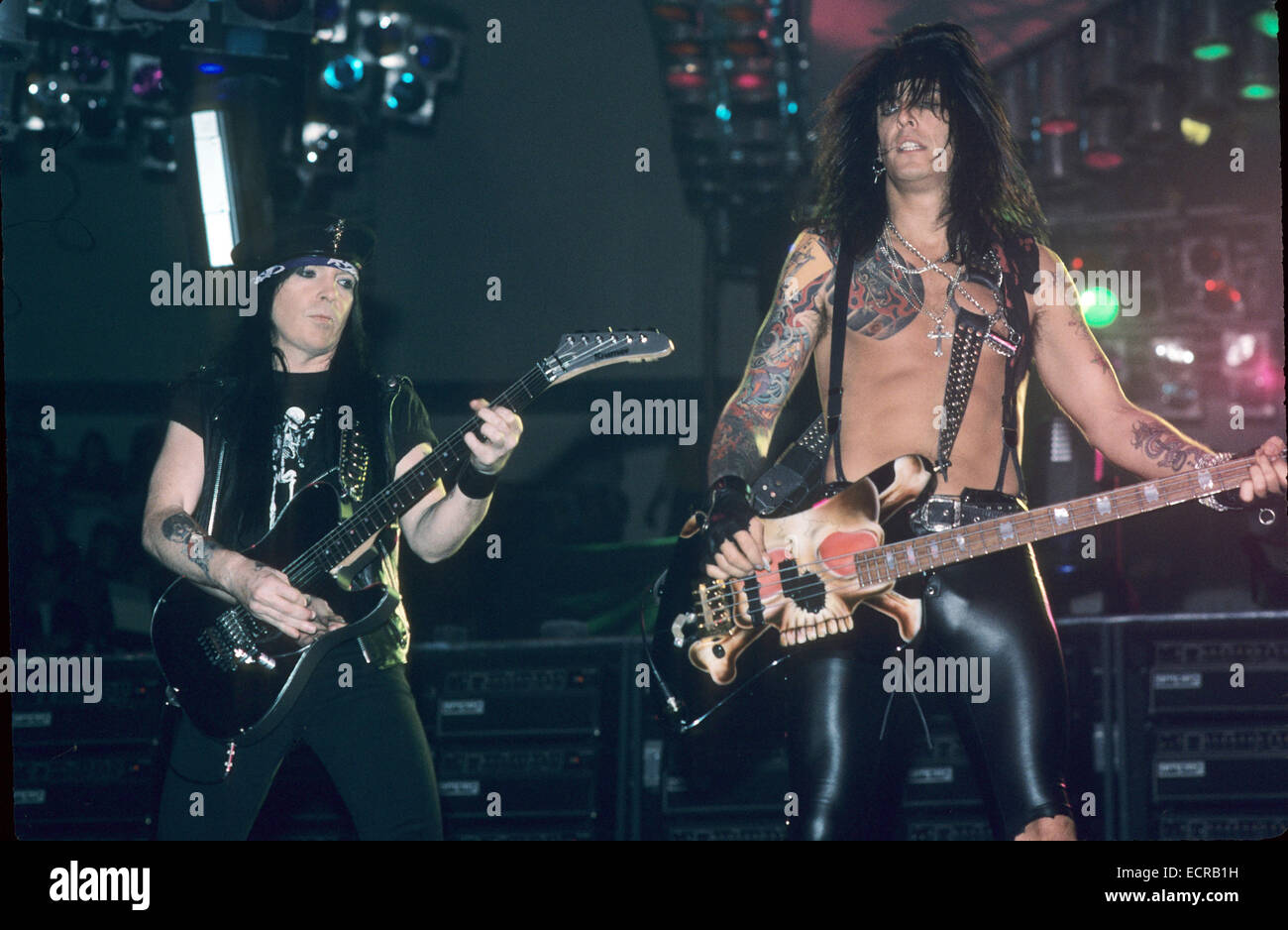 MOTLEY CRUE American rock group in 1990 with Mick Mars at left. Photo ...