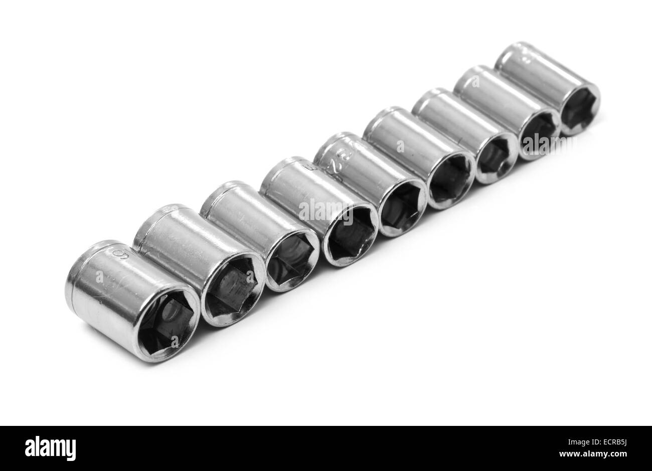 Metal wrench sockets close up isolated on a white background Stock ...