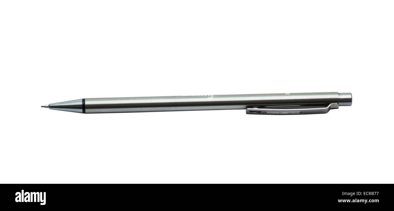 silver mechanical pencil isolated on white background Stock Photo - Alamy