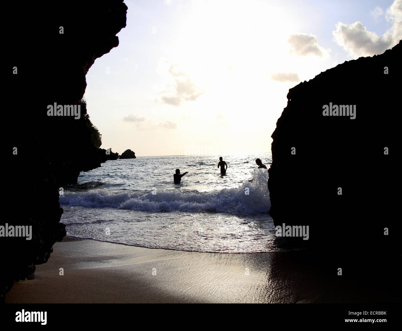 swim and play with wave at the beach Stock Photo - Alamy