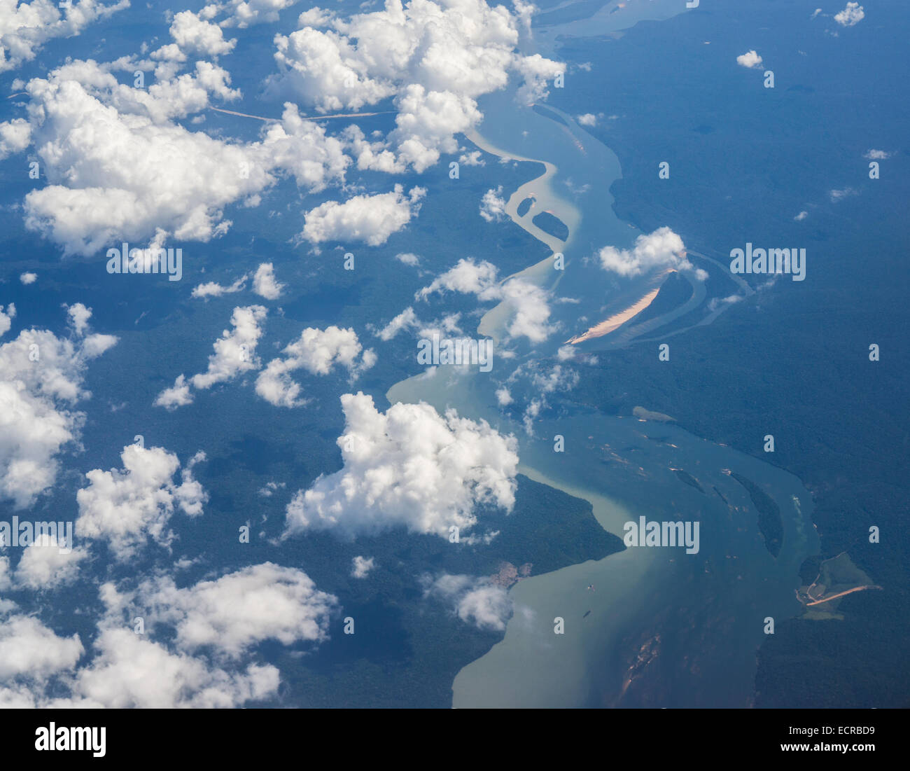 Amazon forest cloudy river clouds islands meander cotton hi-res stock ...