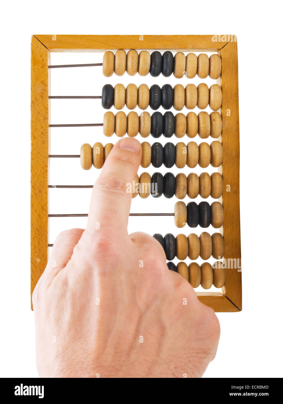 hand and a wooden Abacus isolated Stock Photo - Alamy