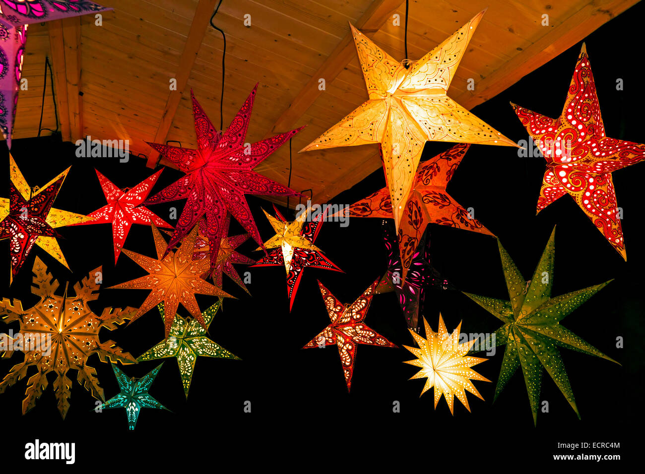 Colored christmas stars Stock Photo - Alamy