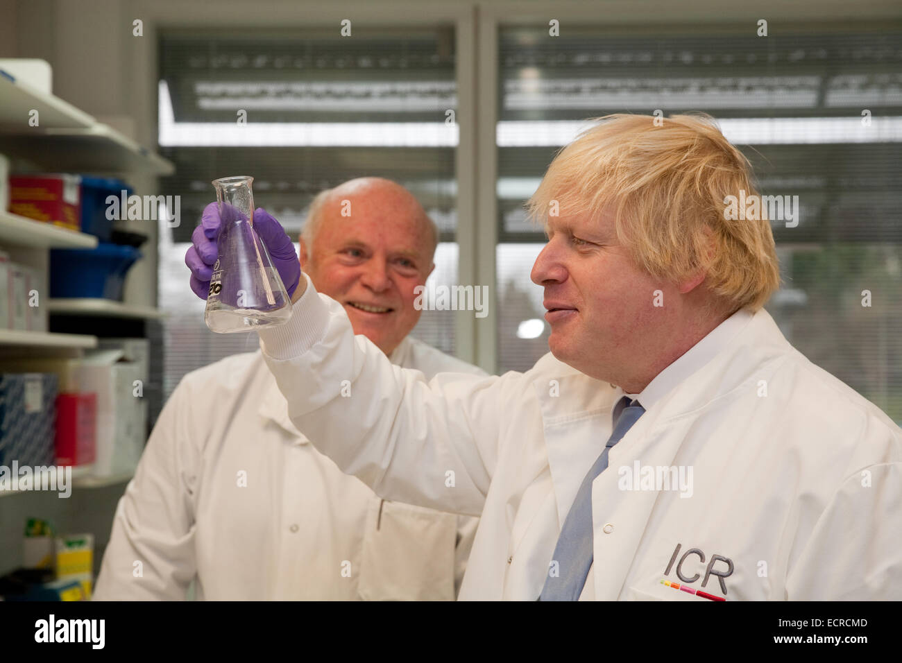 Chief scientist Tony Ford and London Mayor Boris Johnson add ethanol to ...