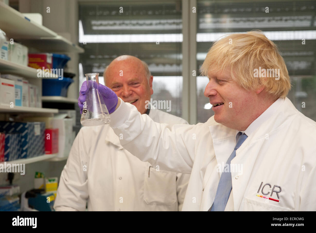 Chief scientist Tony Ford and London Mayor Boris Johnson add ethanol to ...