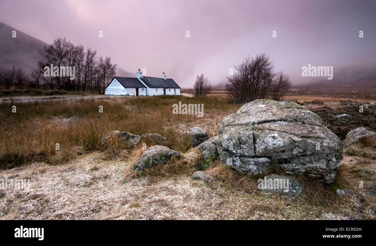 Mist rolling in at Black Rock Cottage, Glencoe Scotland UK Stock Photo ...