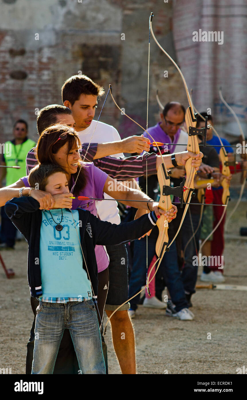 Practice archery at the celebration of the fair and festivities of the ...