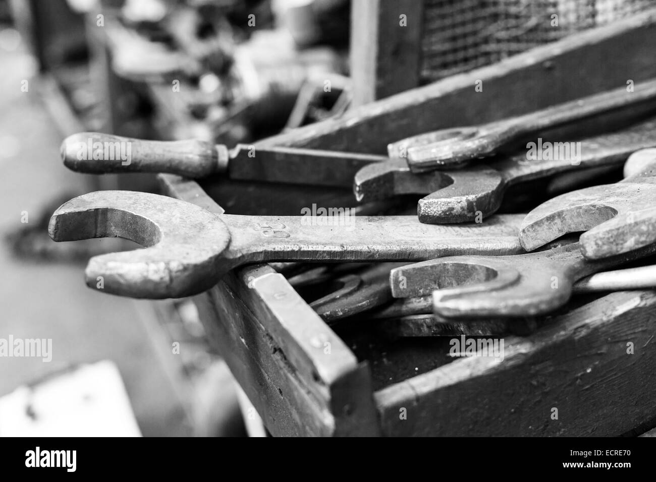 Dirty workbench Black and White Stock Photos & Images - Alamy